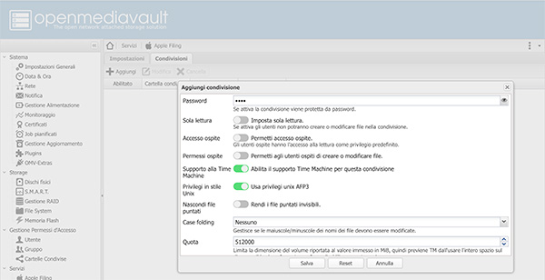 openmediavault Apple Filing plugin Time Machine - Mauro Alfieri ...