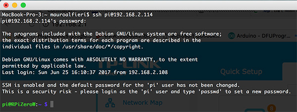 RPi Zero W first boot - Mauro Alfieri Wearable Domotica Robotica