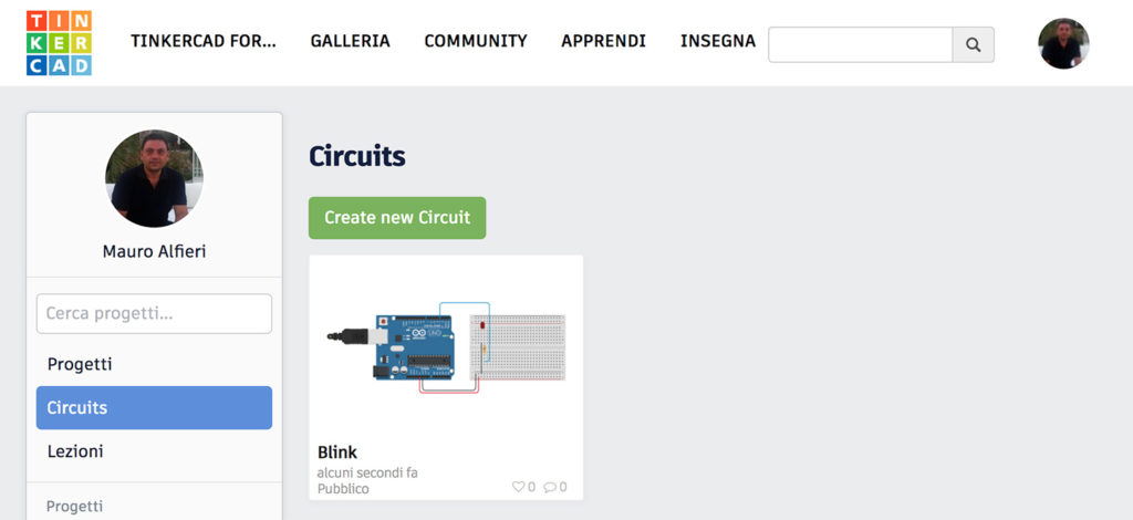 Tinkercad circuits - primo tutorial - Alfieri MauroTutorial Arduino